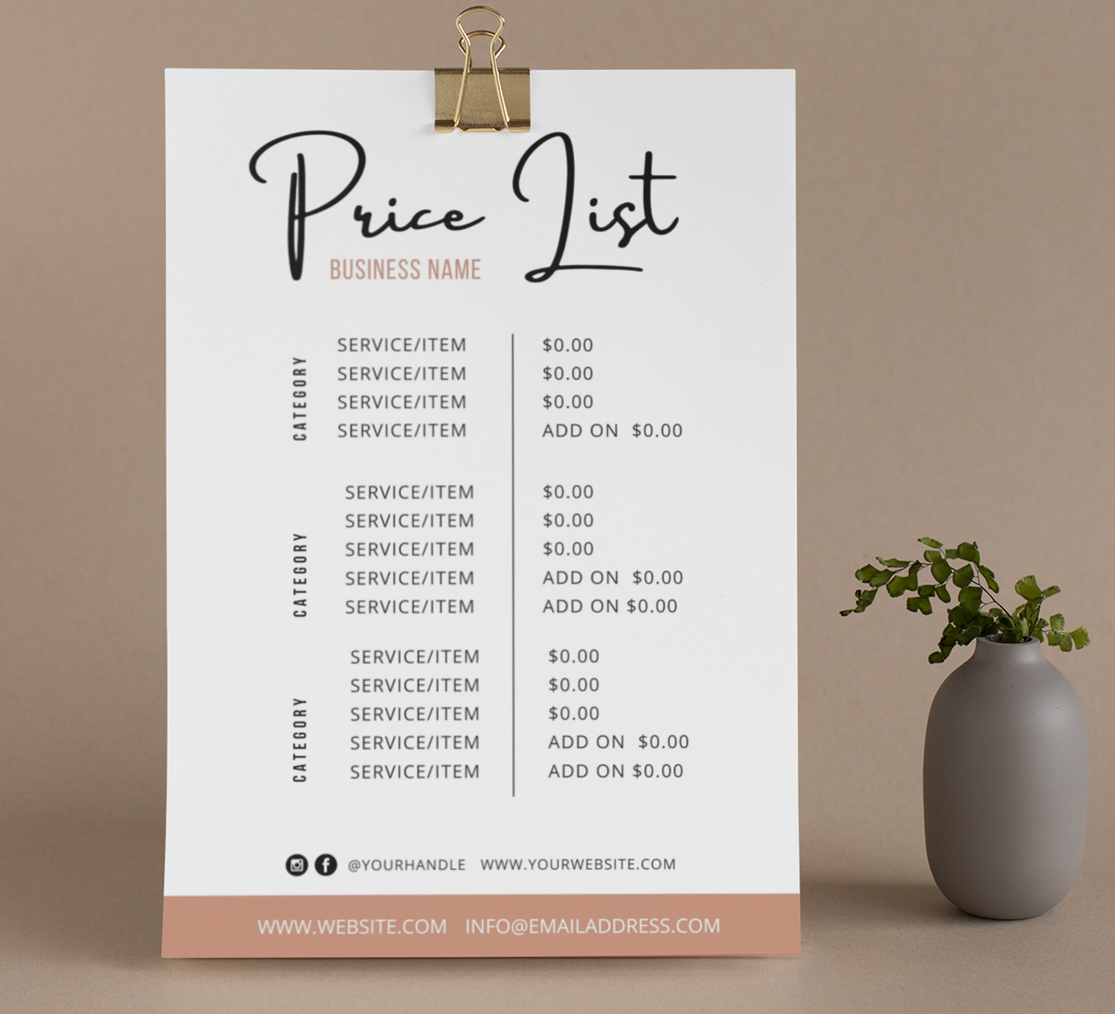 Printable Price List & Payment Accepted Sign, QR Code Sign Template ...