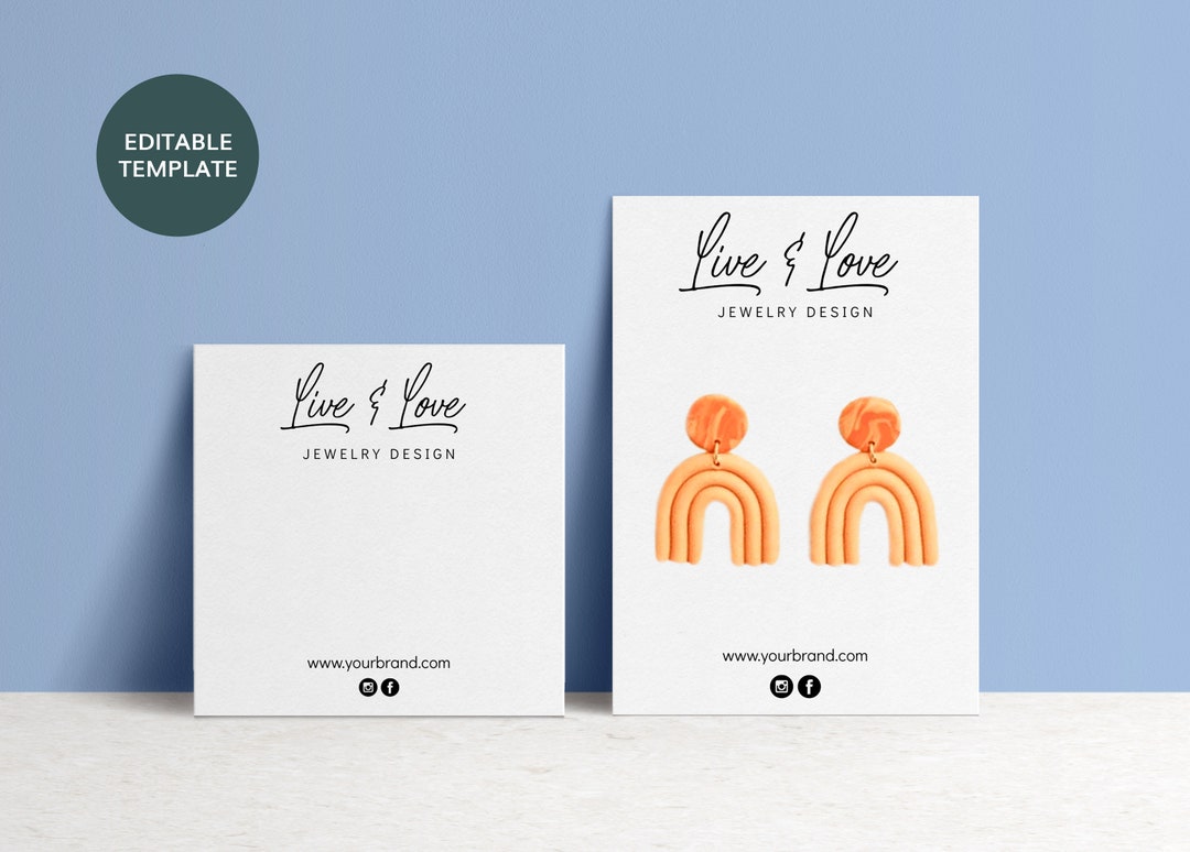 Editable Earring Cards, Earring Packaging, Earring Package Template ...