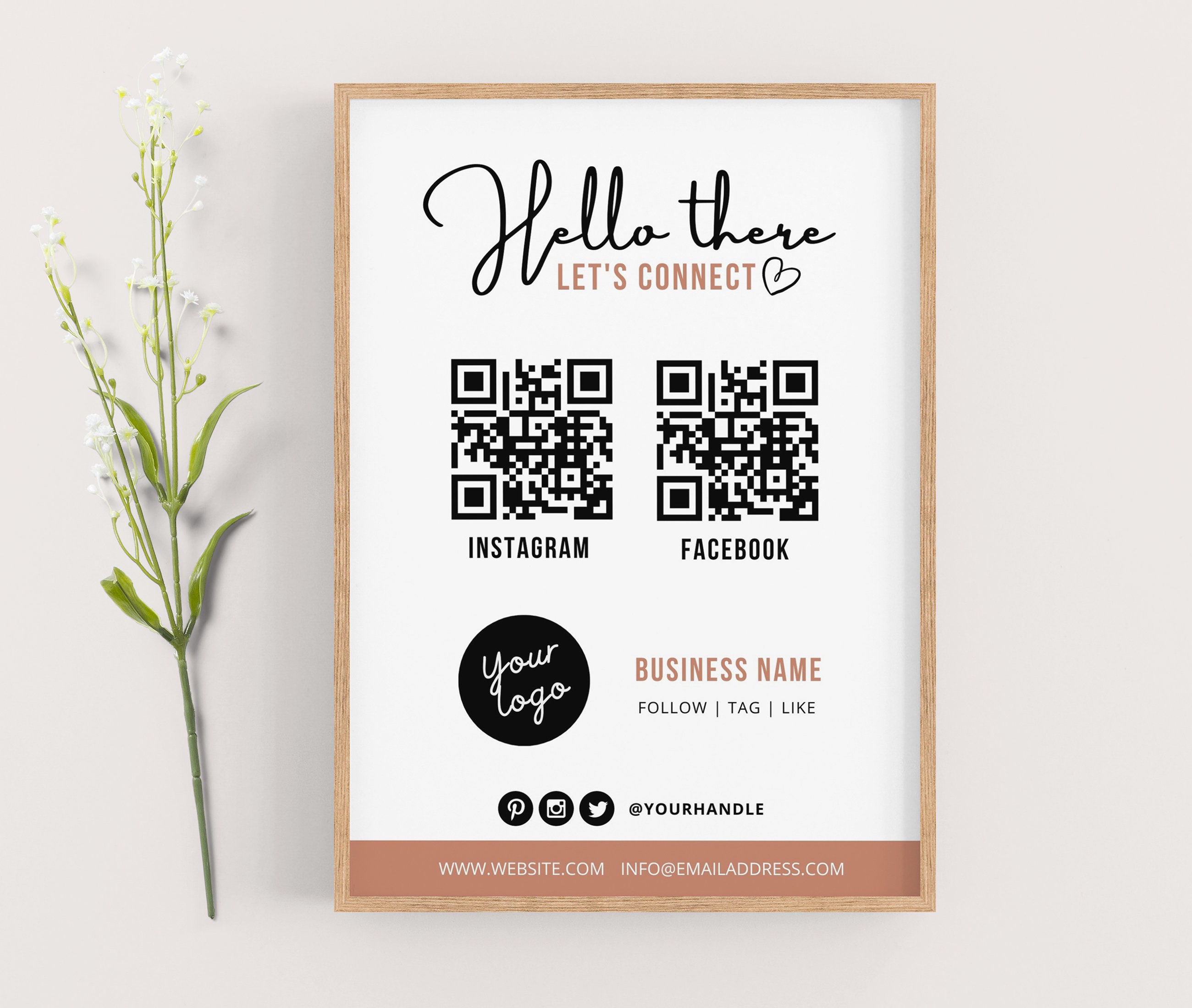 Social Media & Scan to Pay QR Code Sign Template, Connect With Us Sign ...
