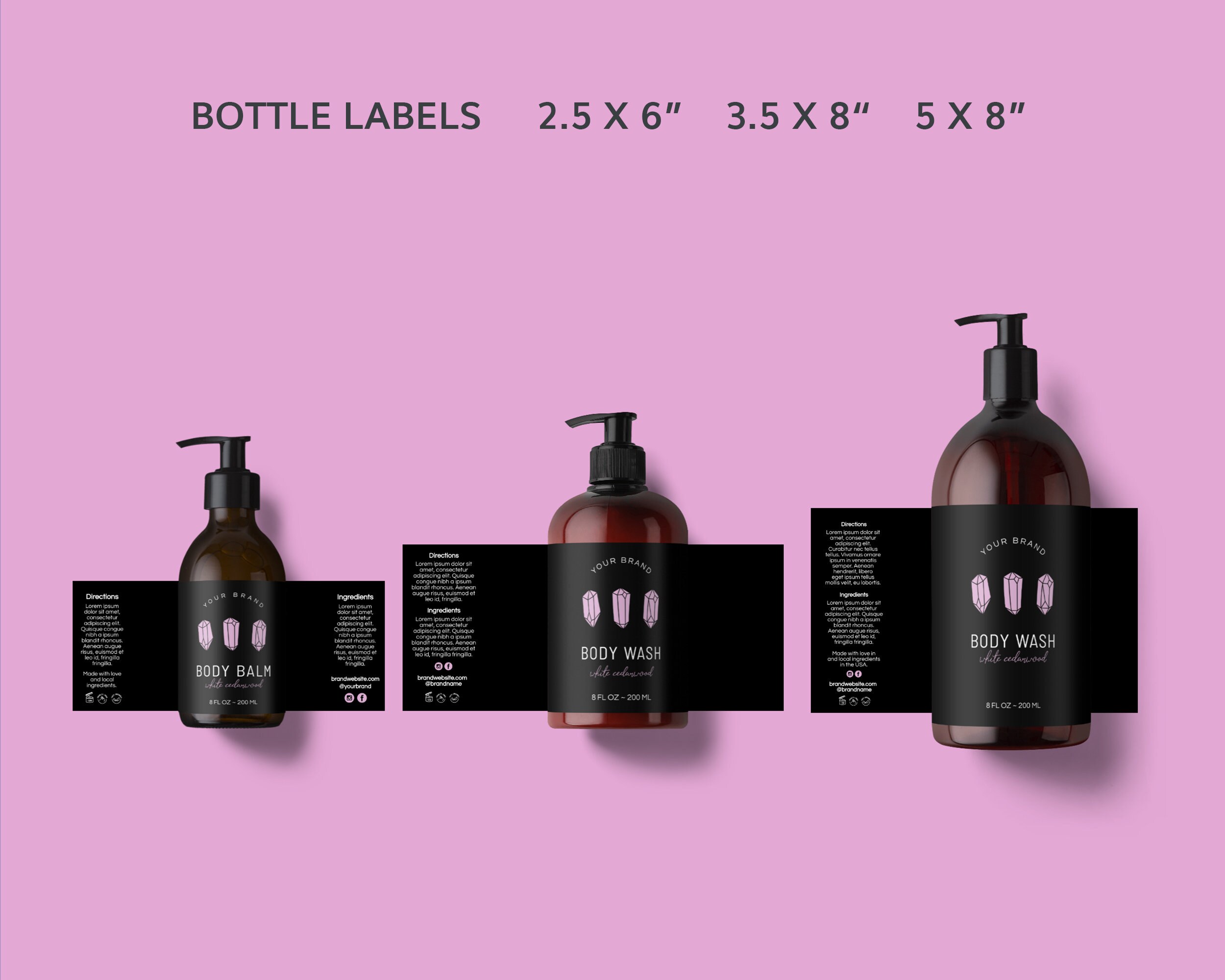 Editable Body Product Labels, Crystal Labels, Cosmetic Labels Printable ...