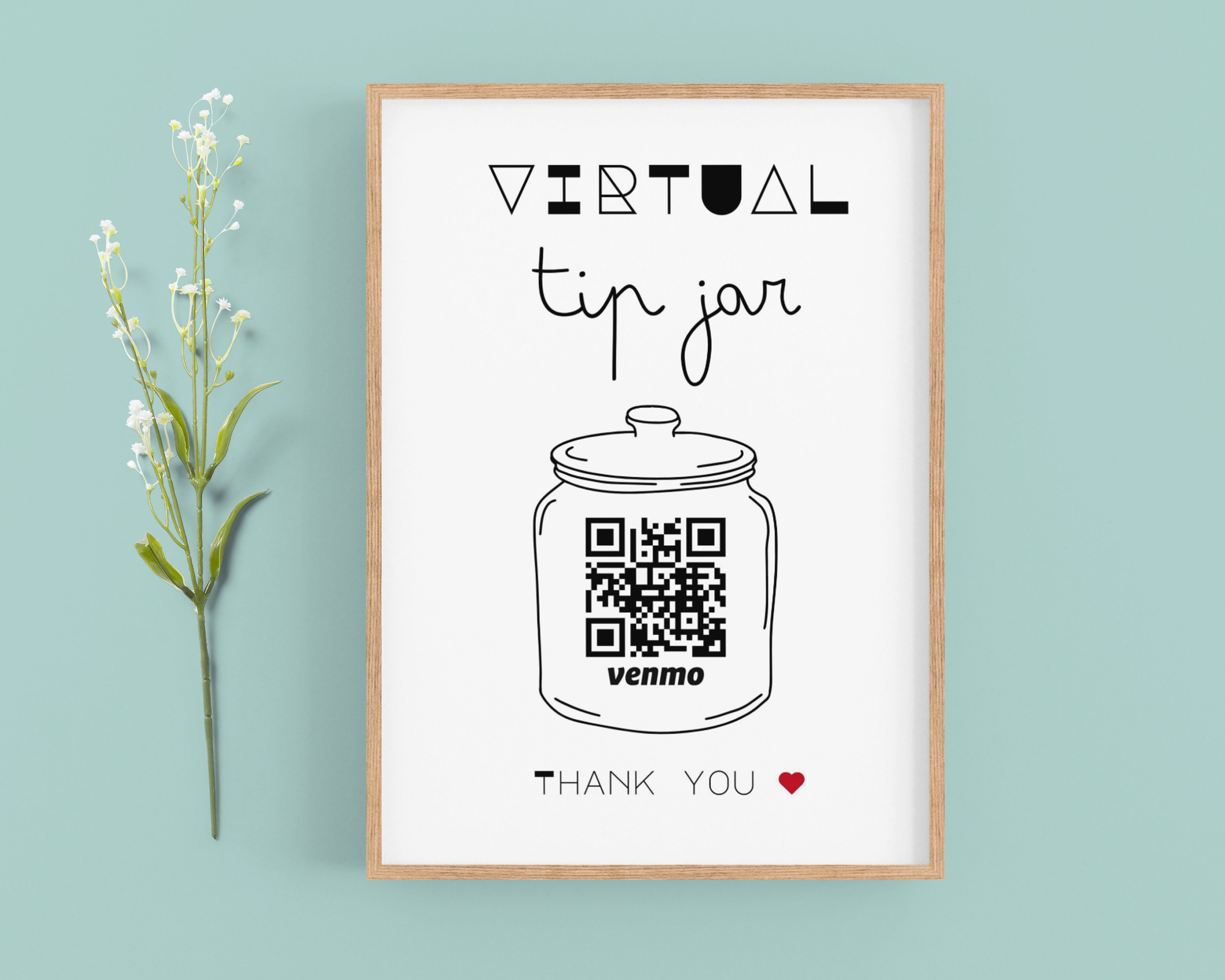Virtual Tip Jar Sign, Printable QR Code Sign Template, Editable Tip Jar ...