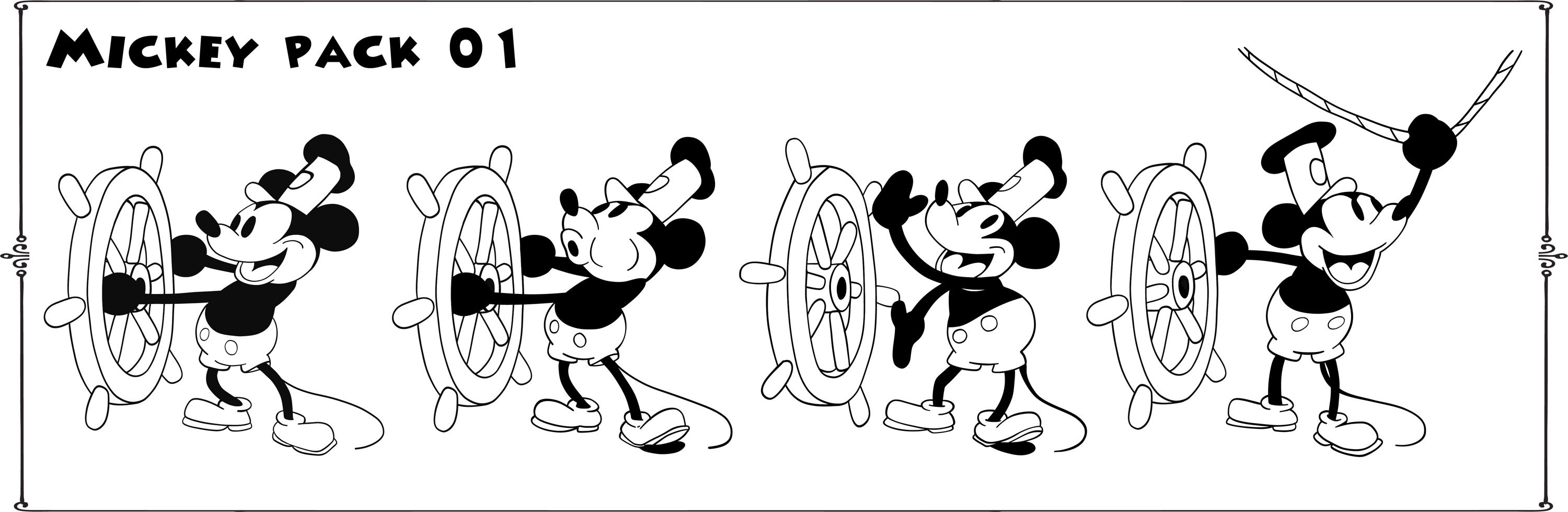 Steamboat Willie Mickey Mouse Vector Pack 01 - 4 Poses - Etsy