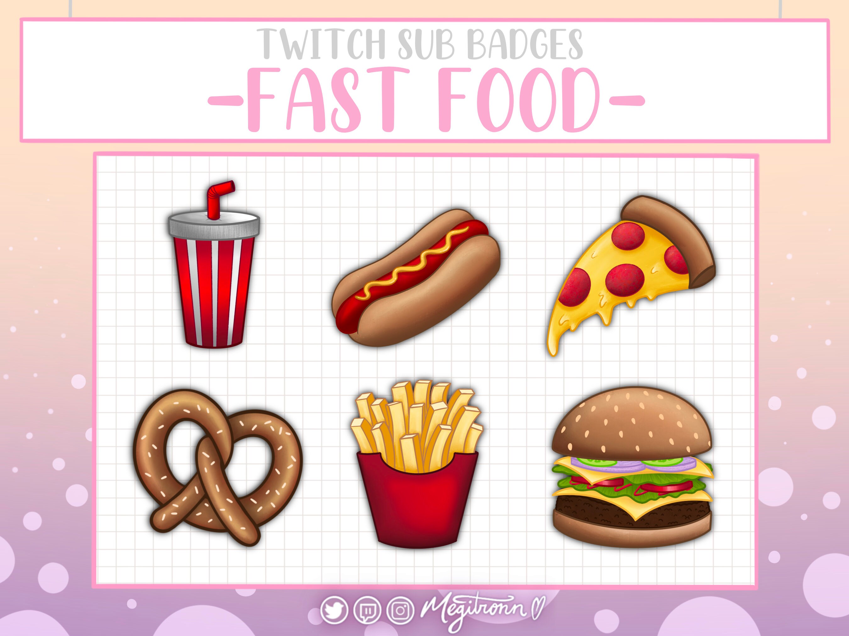 6x Twitch Sub Badges Fast Food - Etsy