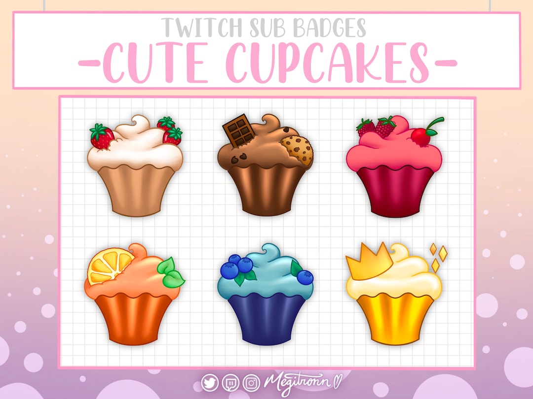 6x Twitch Sub Badges Cute Cupcake - Etsy