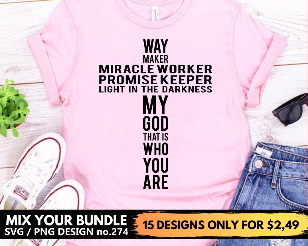 Cross Shape Way Maker Miracle Worker Promise Keeper Svg Files for ...