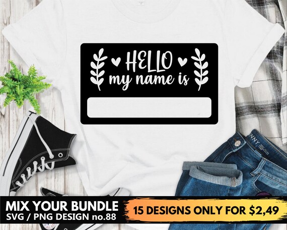 Name Badge Hello My Name Is Svg Files For Cricut Baby Name | Etsy