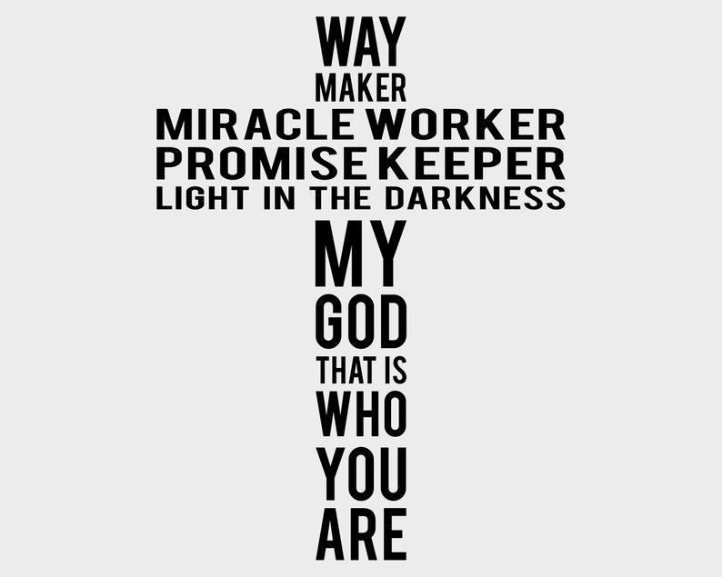 Cross Shape Way Maker Miracle Worker Promise Keeper Svg Files for ...