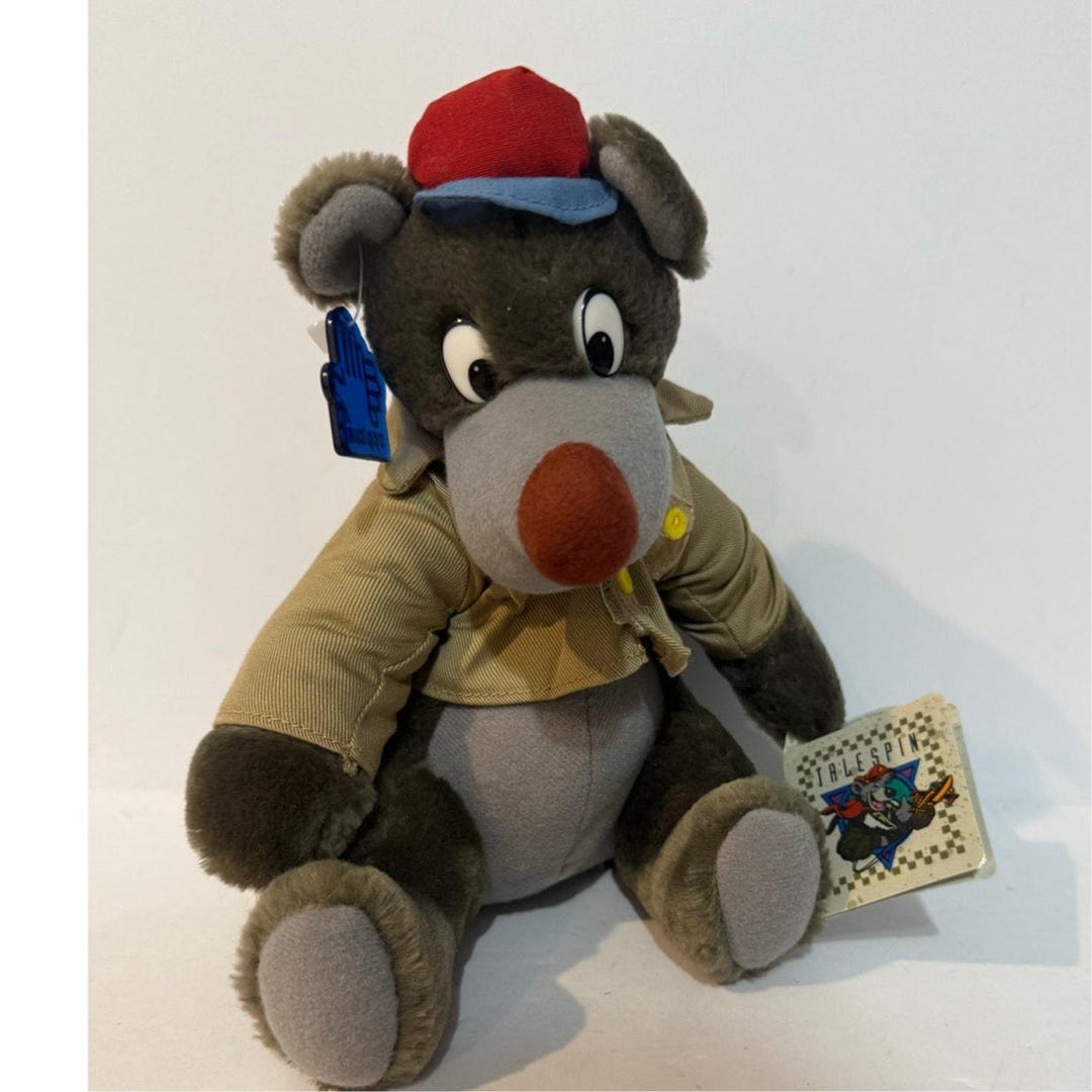 8" Disney Tale Spin Pilot Baloo Plush Stuffed Tags Applause Bear ...