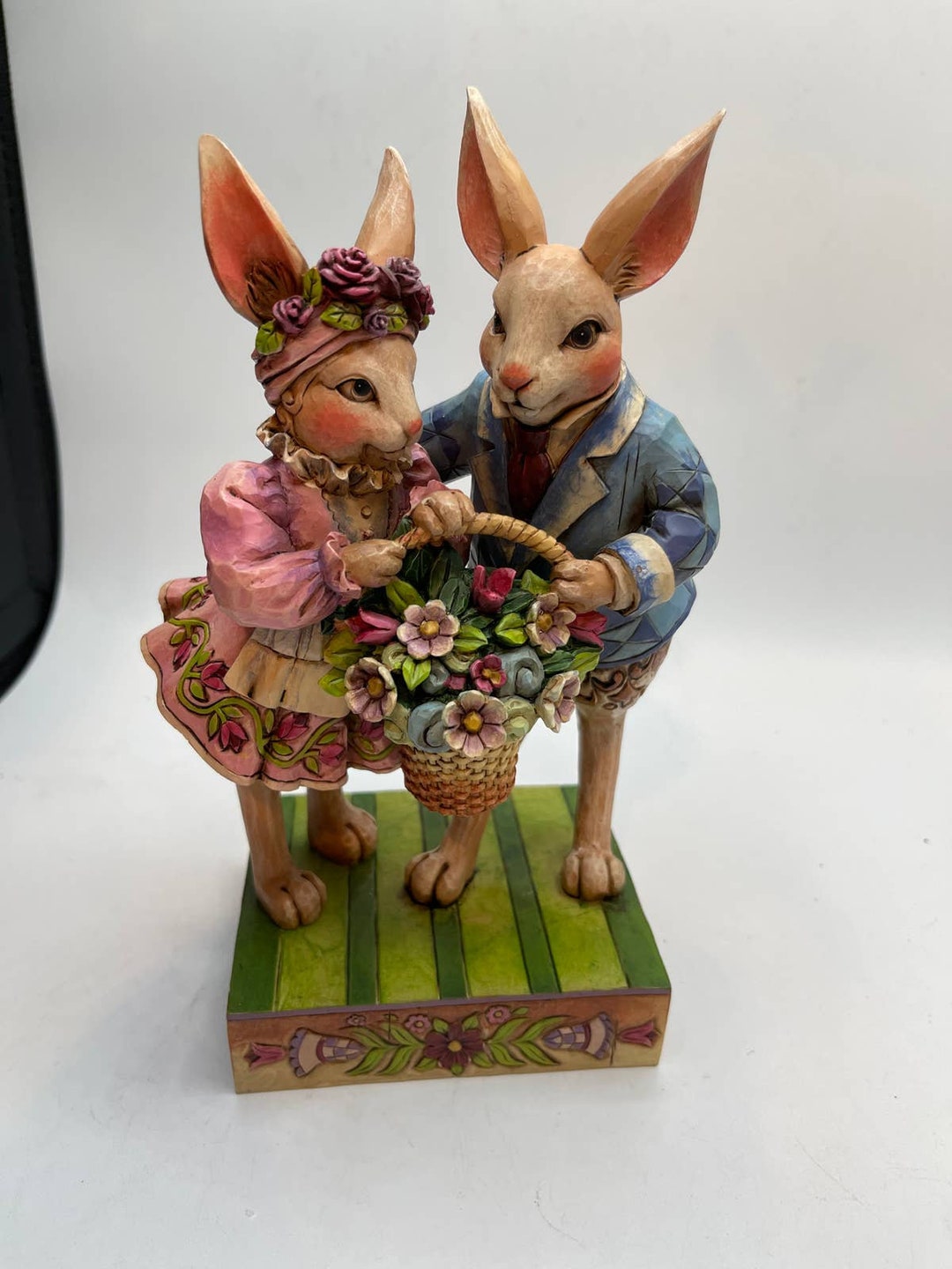 Jim Shore Easter Bunny Couple W/basket Happy Together 2006 Enesco - Etsy