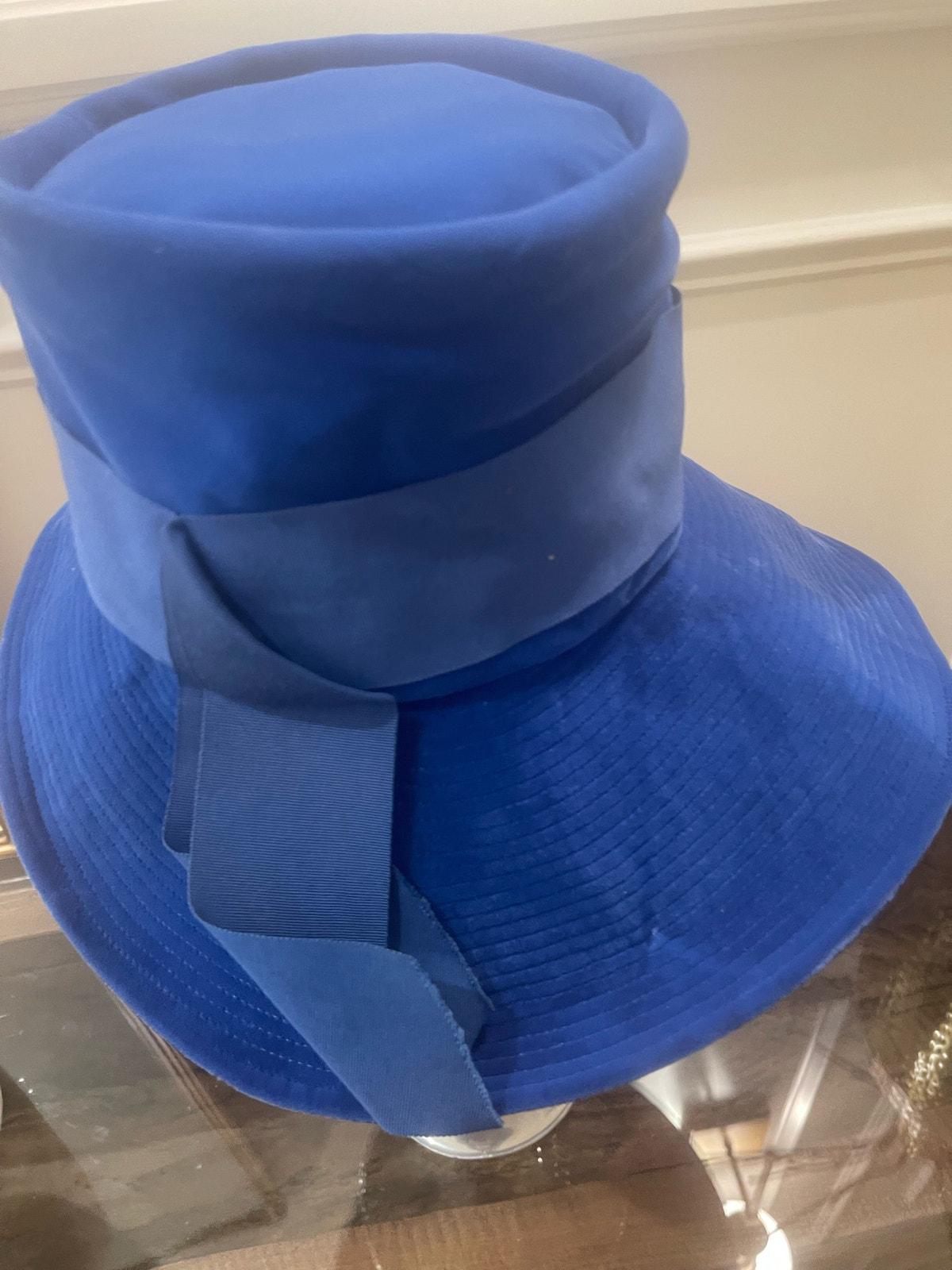 Vintage Blue Velvet Hat Extended Visor Brim - Etsy