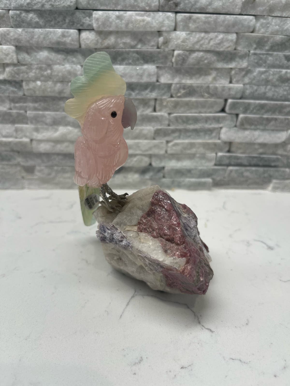 Hand Carved Rose Quartz Stone Cockatoo - Made in Brazil Parrot - Etsy