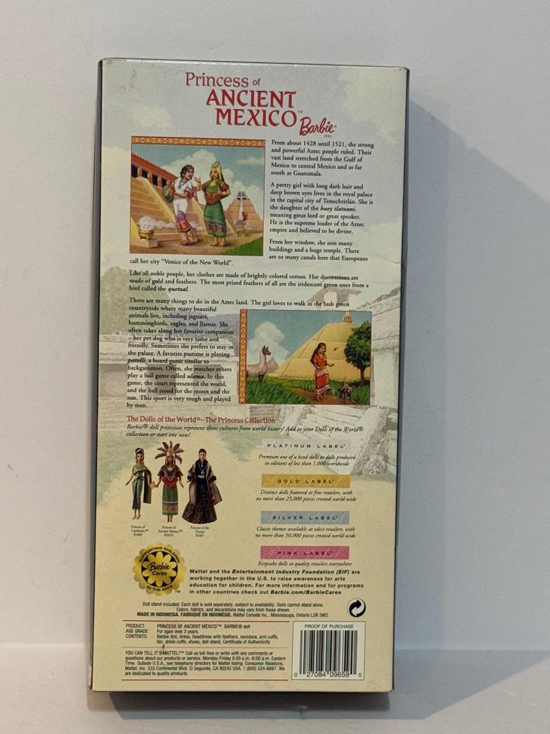 Barbie Princess of Ancient Mexico Dolls of the World Pink Label - Etsy