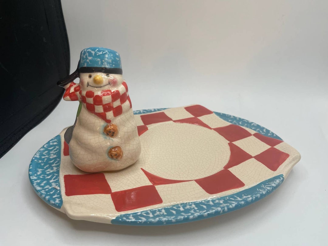 Hallmark Christmas Snowman Snack Plate Mitford Jan Karon Lot of 2 - Etsy