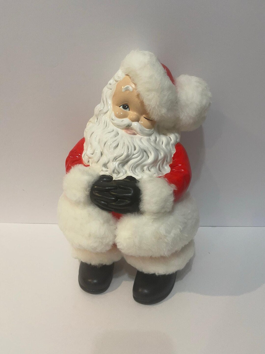 Vintage Ceramic Winking Santa Painted Mold 14" Bisque - Etsy