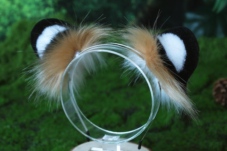 Snow Leopard Ear and Tail Set Role Play Realistic Faux Fur Snow Leopard ...