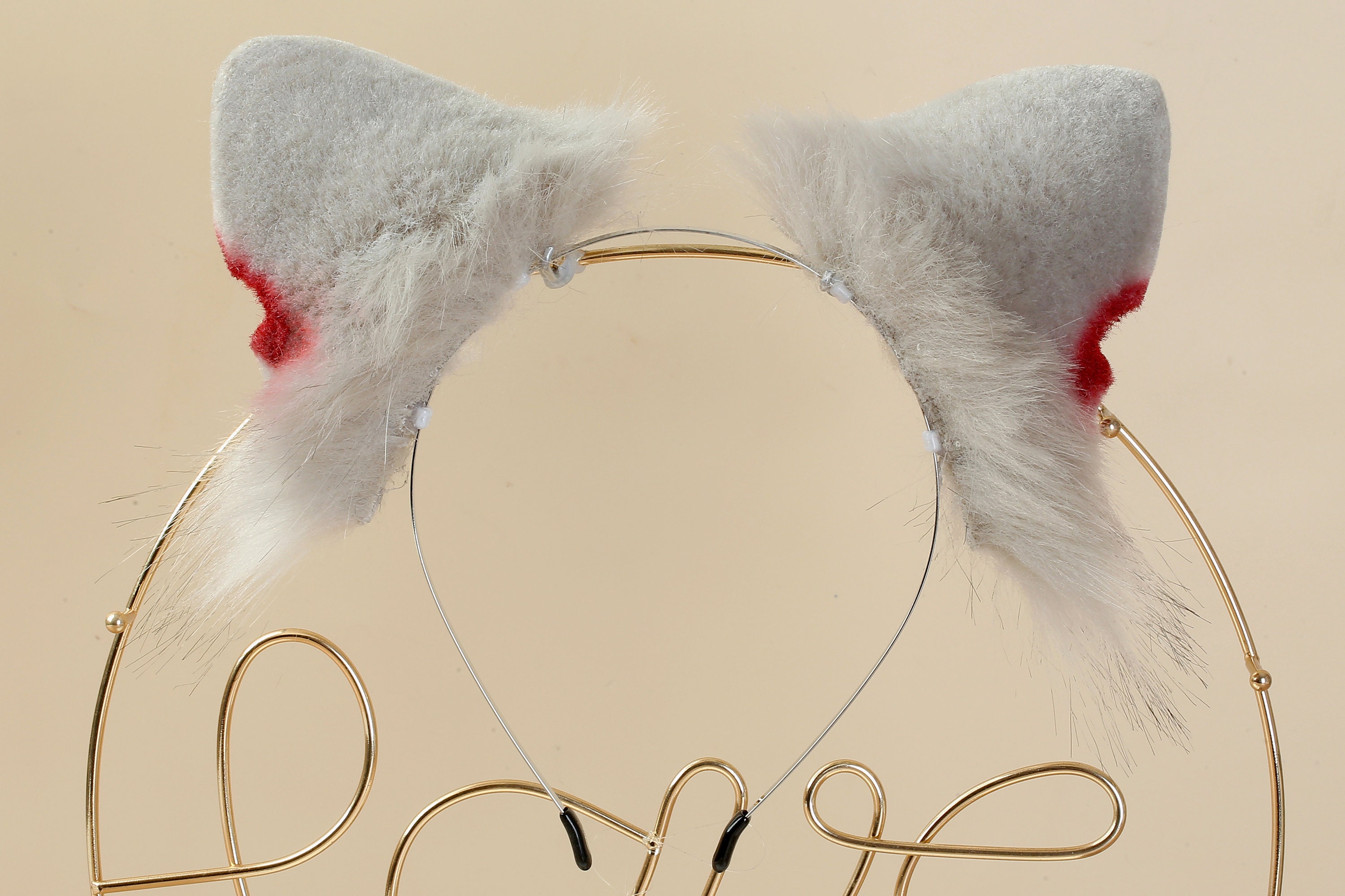 Gray Fox Ear and Tail Set Faux Fur Ear Wolf Tail and Ear Set - Etsy