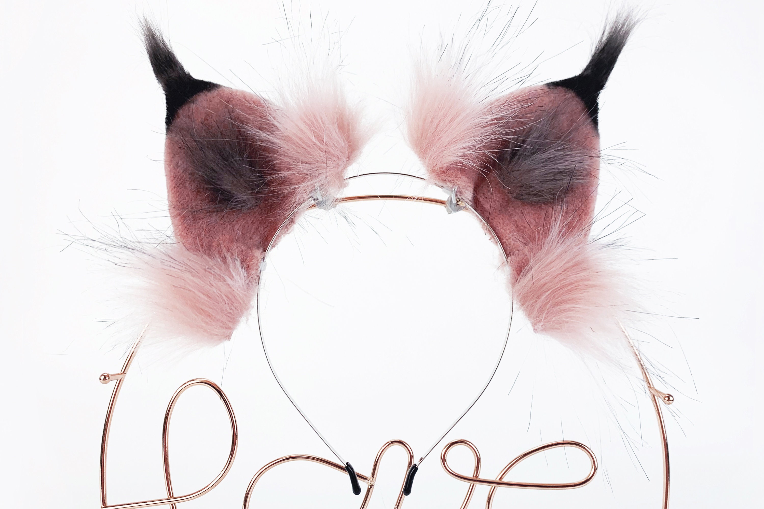 Pink Lynx Cat Ear and Tail Set Petplay Cat Ear Tail and Ear | Etsy