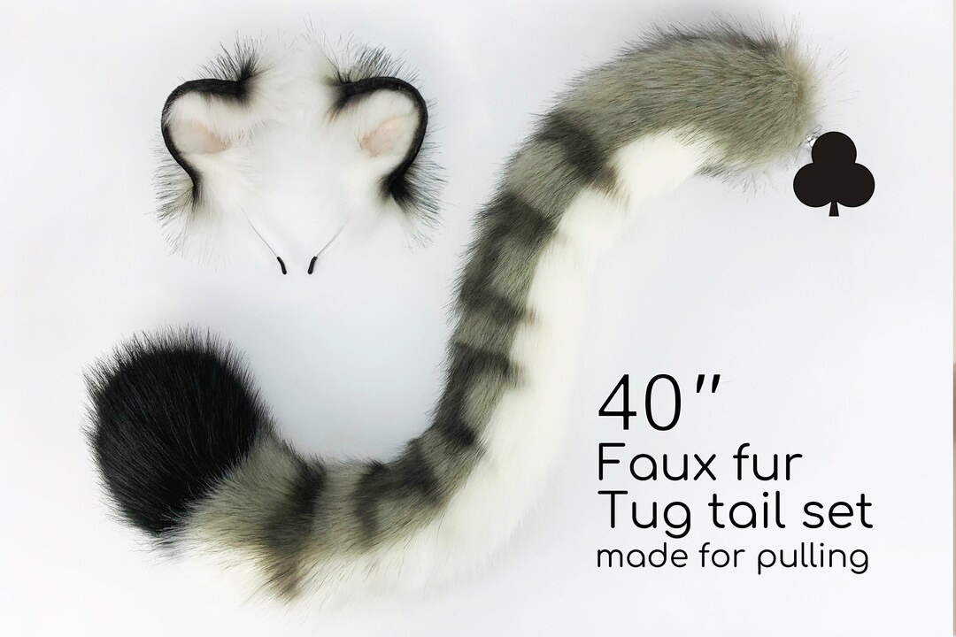 Gray Faux Fur Snow Leopard Ear and Tail Plug Set Snow Leopard - Etsy