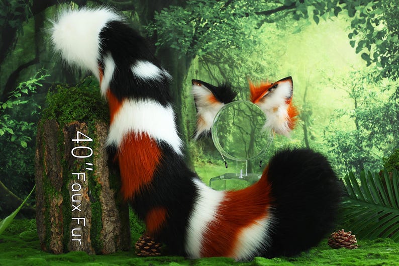 Faux Fur Fox Ears and Tail Curved Wolf Tail and Ears Cat Tail and Ears ...