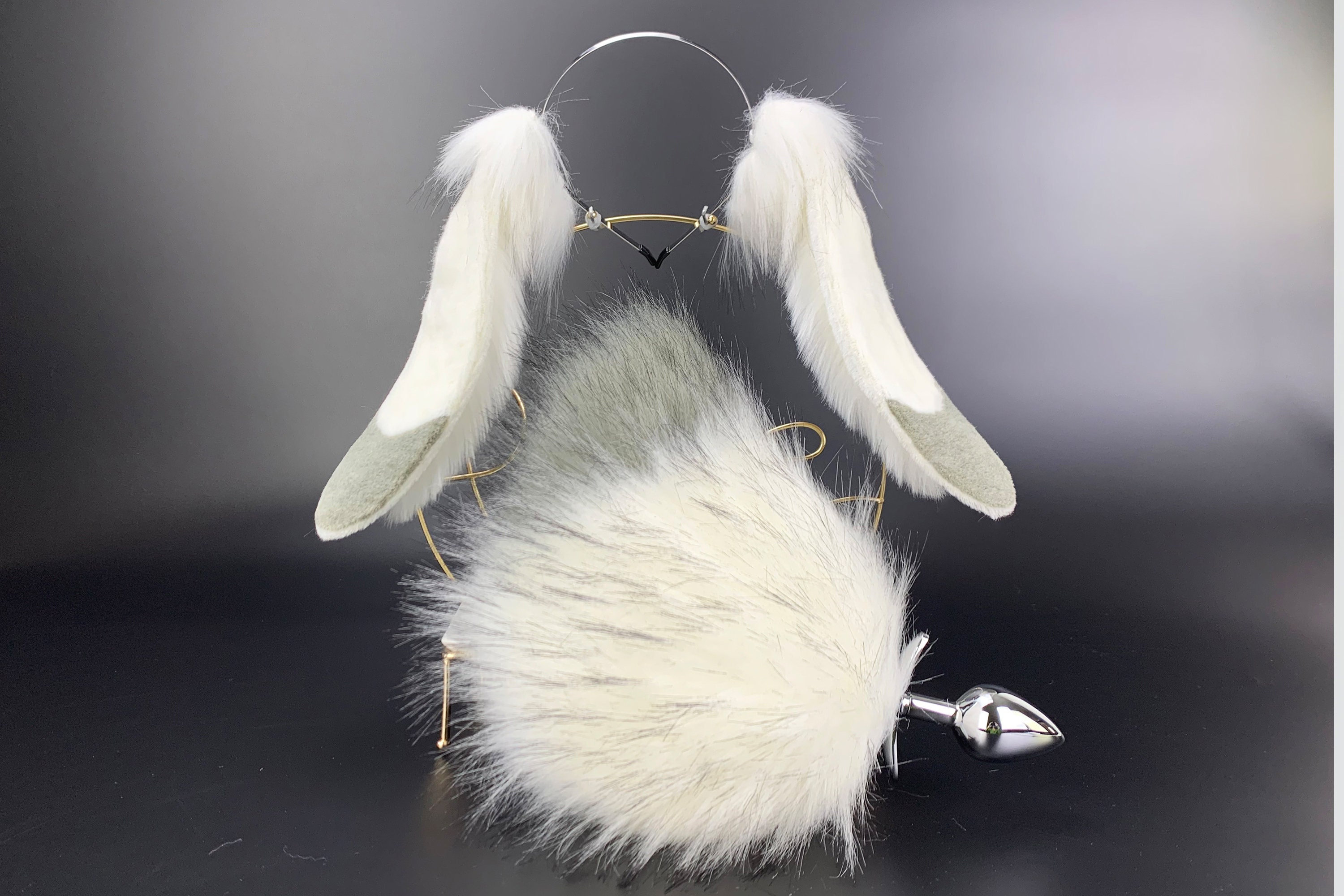 White Gray Lop Bunny Ear Cosplay Bunny Petplay Ear and Tail | Etsy