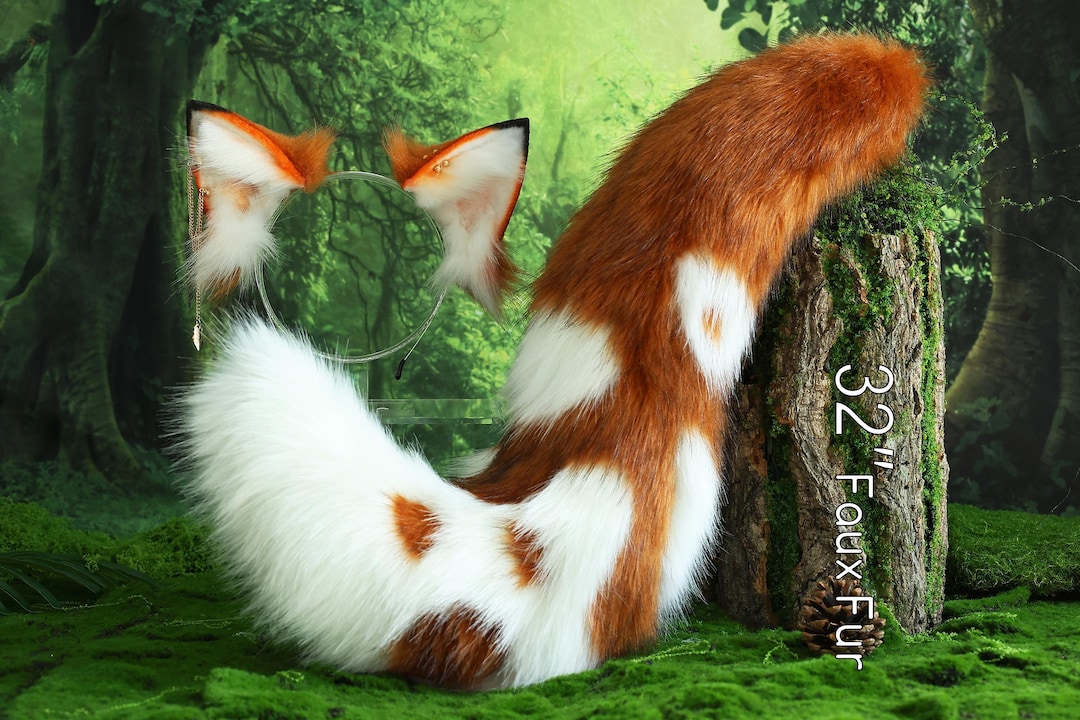 Faux Fur Fox Ear and Tail Curved Wolf Tail and Ear Cat Tail and Ear ...