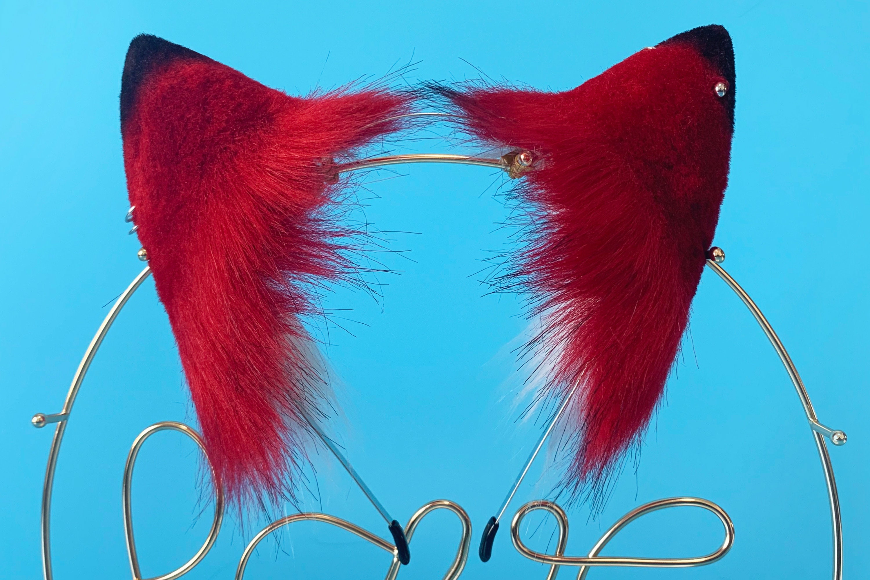22 Inches Red White Fox Tail Fox Ear Set Wolf Tail Wolf Ear - Etsy
