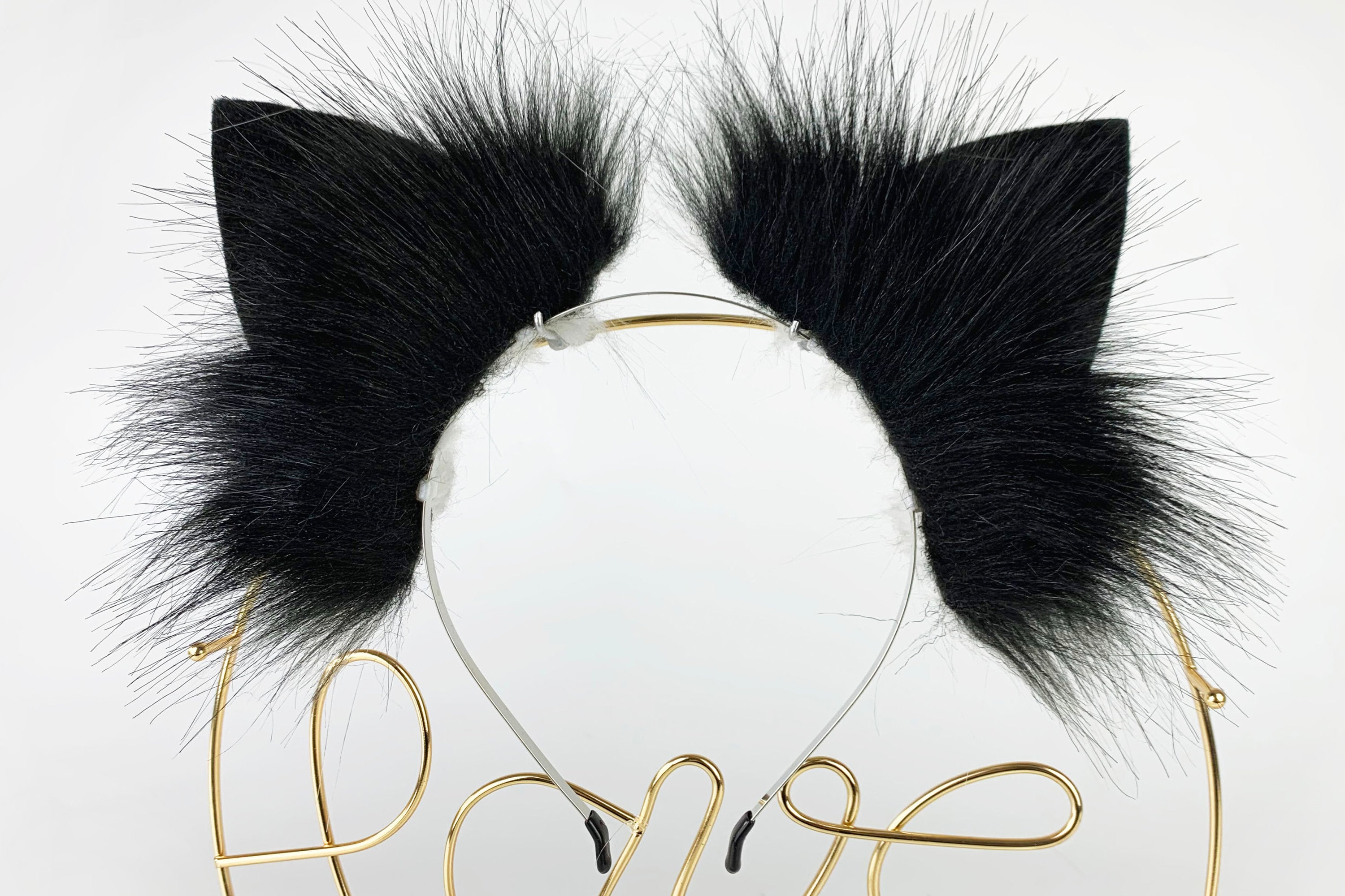 Black White Fox Ear and Tail Set Faux Fur Ear Wolf Tail and - Etsy