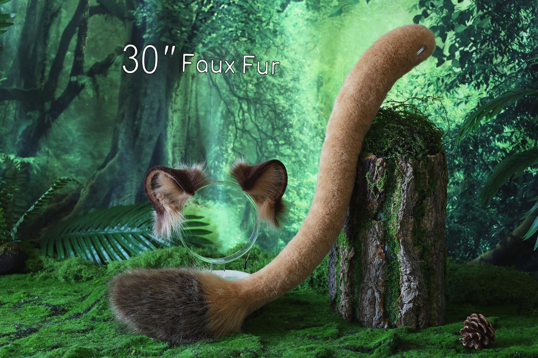 Realistic Faux Fur Lion Ear and Tail Set Kemonomimi Lion Tail and Ear ...