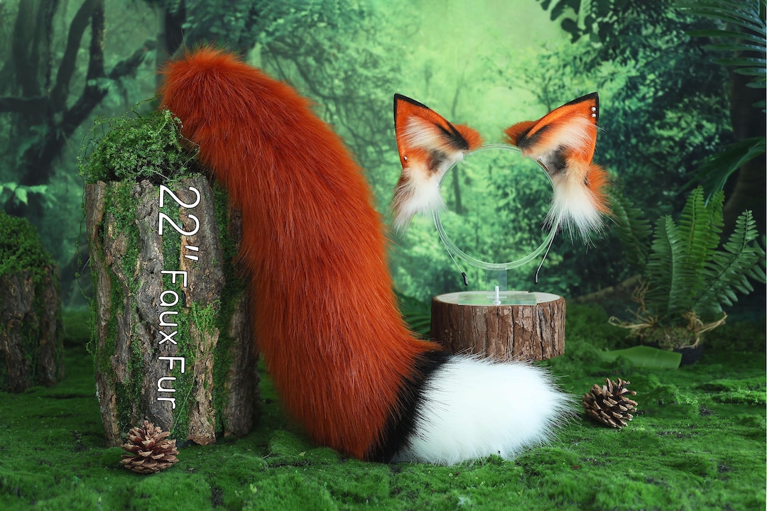 Faux Fur Red Fox Ear and Tail Wolf Tail and Ear Cat Tail and Ear Kitten ...