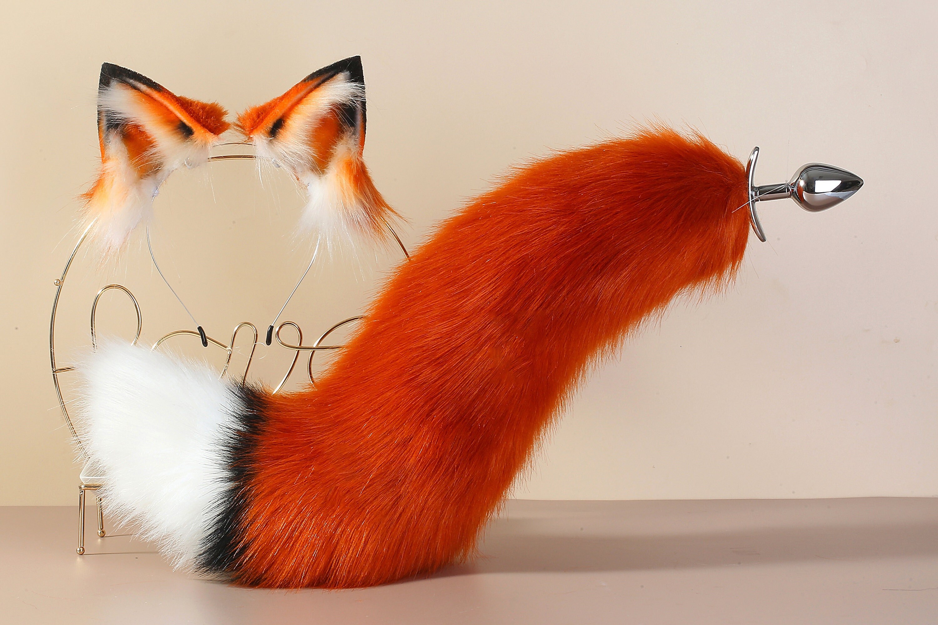 Red Fox Ear and Tail Plug Set Wolf Ear and Tail Butt Plug Set - Etsy