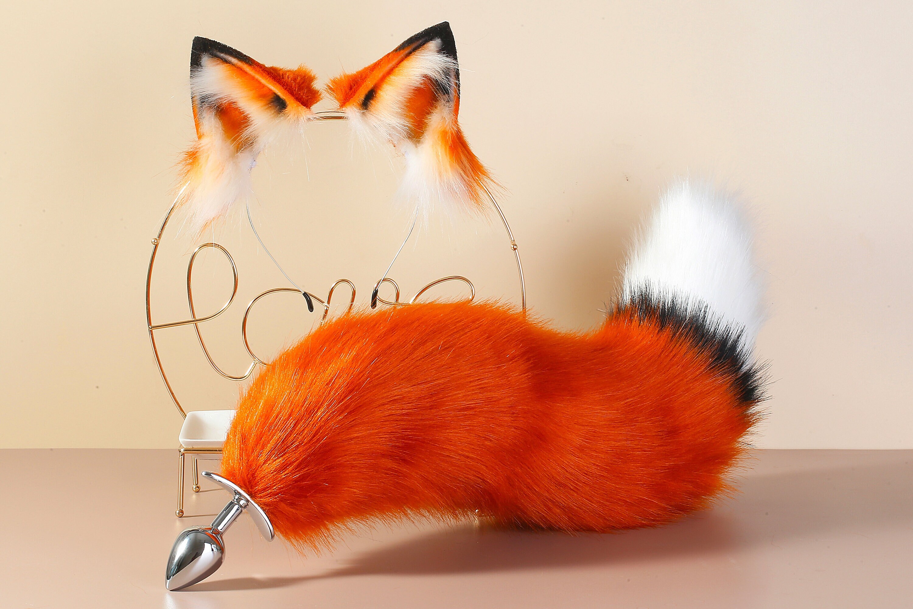 Red Fox Ear and Tail Plug Set Wolf Ear and Tail Butt Plug Set - Etsy