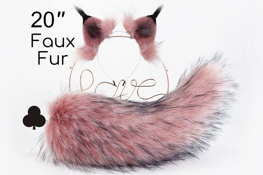 Pink Lynx Cat Ear and Tail Set Petplay Cat Ear Tail and Ear - Etsy