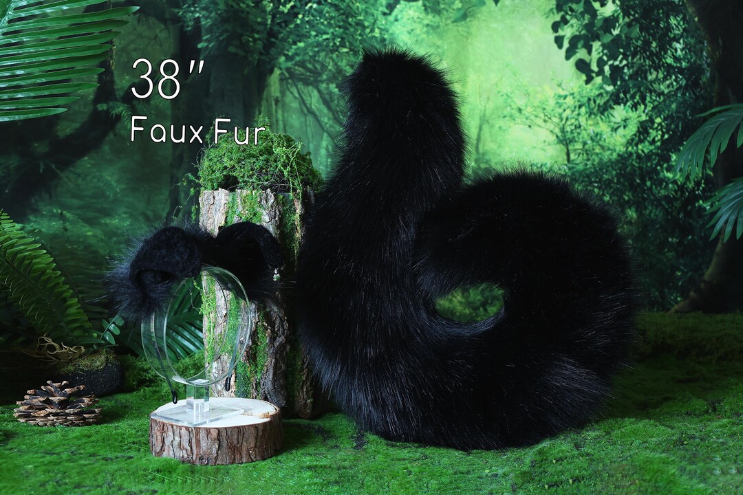 Black Puppy Ear and Tail Set Puppy Kemonomimi Faux Fur Shepherd Dog ...