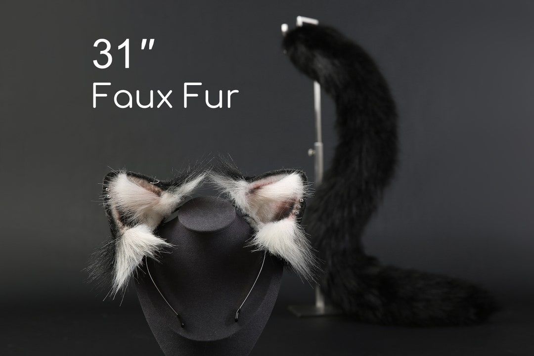 Realistic Kitten Ear and Tail Set Kitten Tail and Tail Cat Ear Headband ...