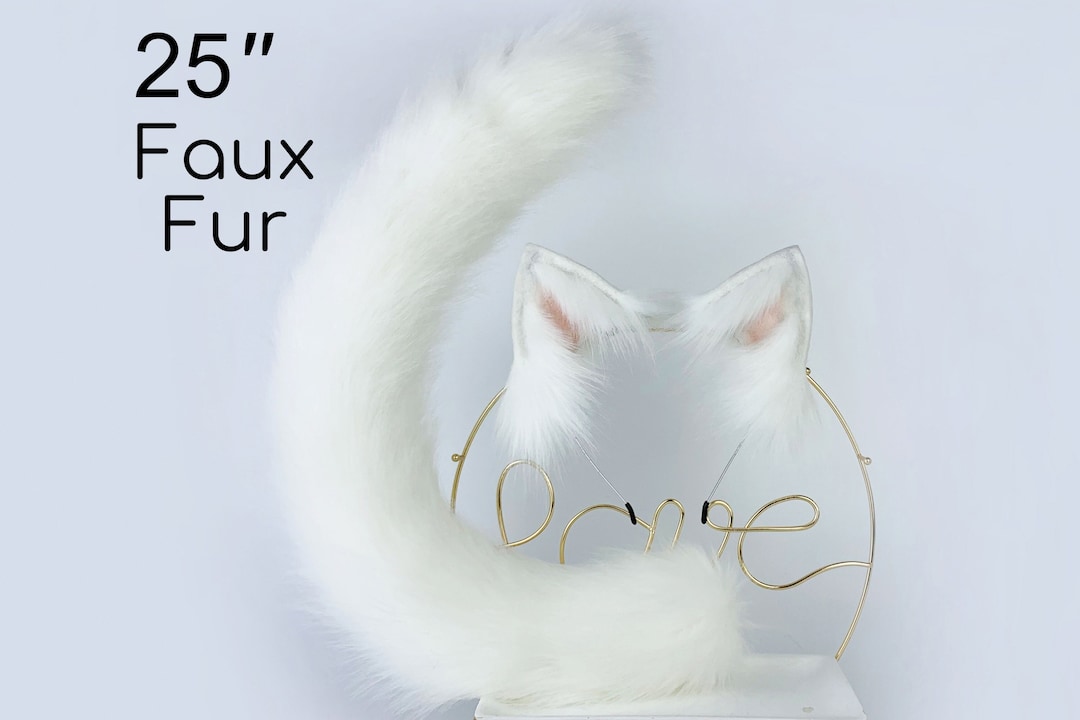White Cat Ear and Tail Set Petplay Ear Kitten Tail and Ear Cat Tail and ...