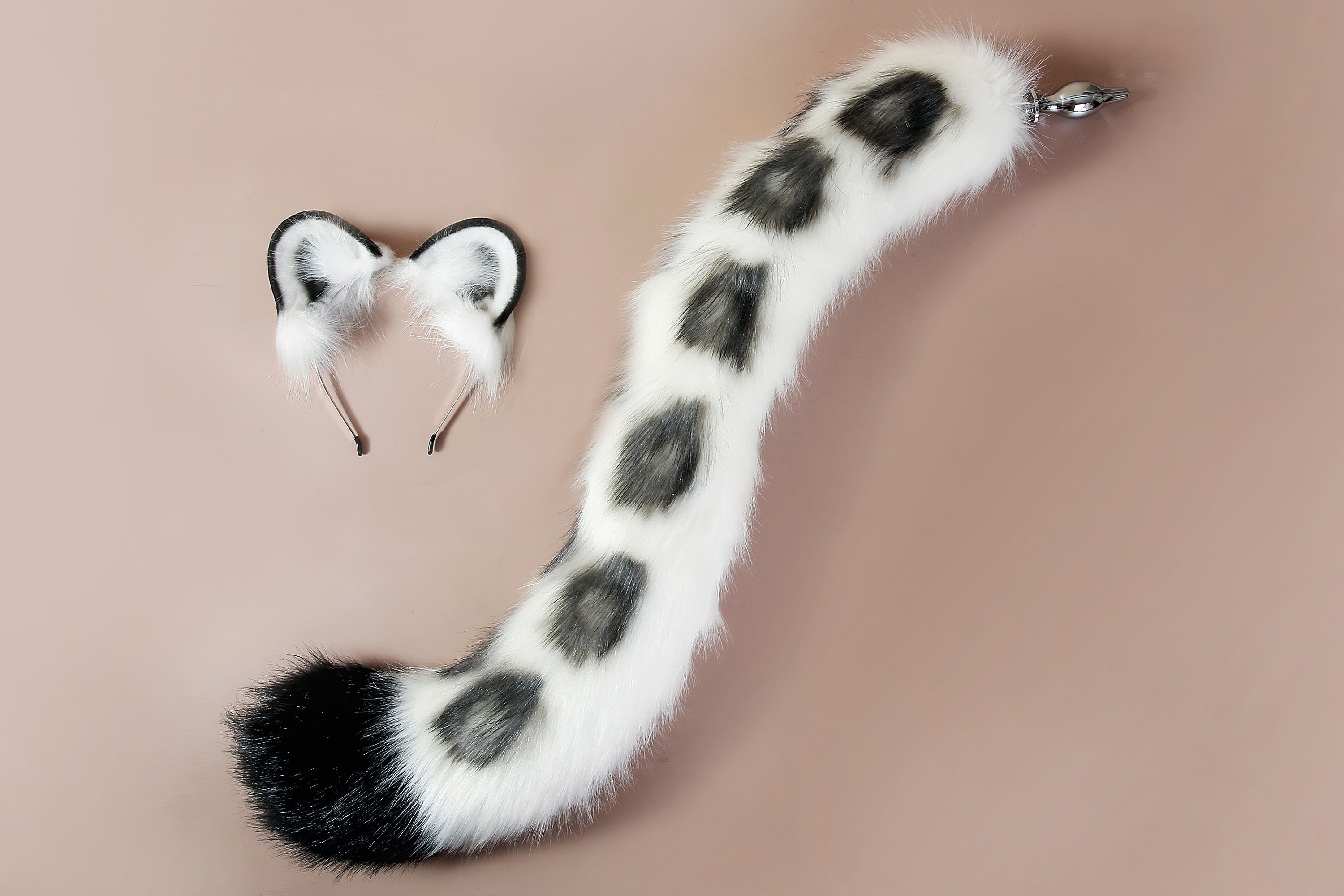 White Snow Leopard Ear and Tail Plug Set Snow Leopard Tail - Etsy