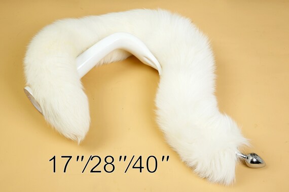 White Real Fox Tail Plug Fox Tail Butt Plug Wolf Tail Plug - Etsy