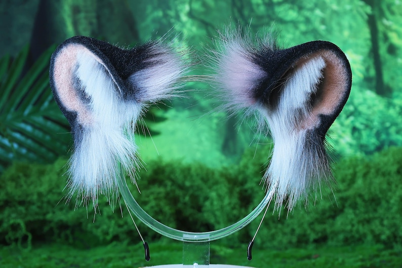 Pink Faux Fur Snow Leopard Ear and Tail Set Role Play Realistic Snow ...