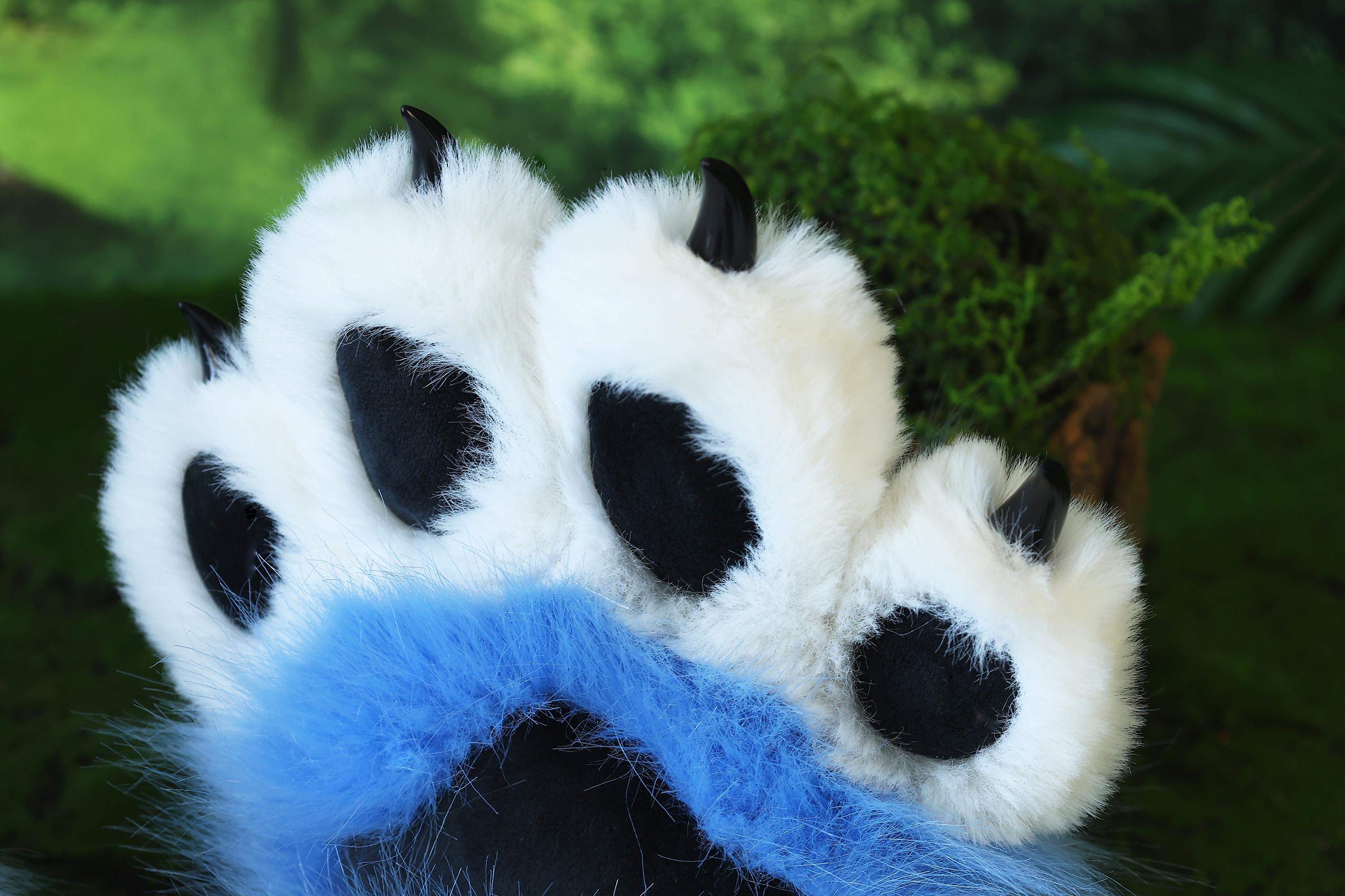 Faux Fur Derpy Tiger Cosplay Paws Blue Black White Stripes Derpy Tiger ...