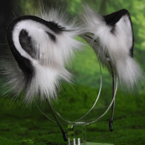 Realistic White Faux Fur Snow Leopard Ears and Tail Set Role Play Snow ...