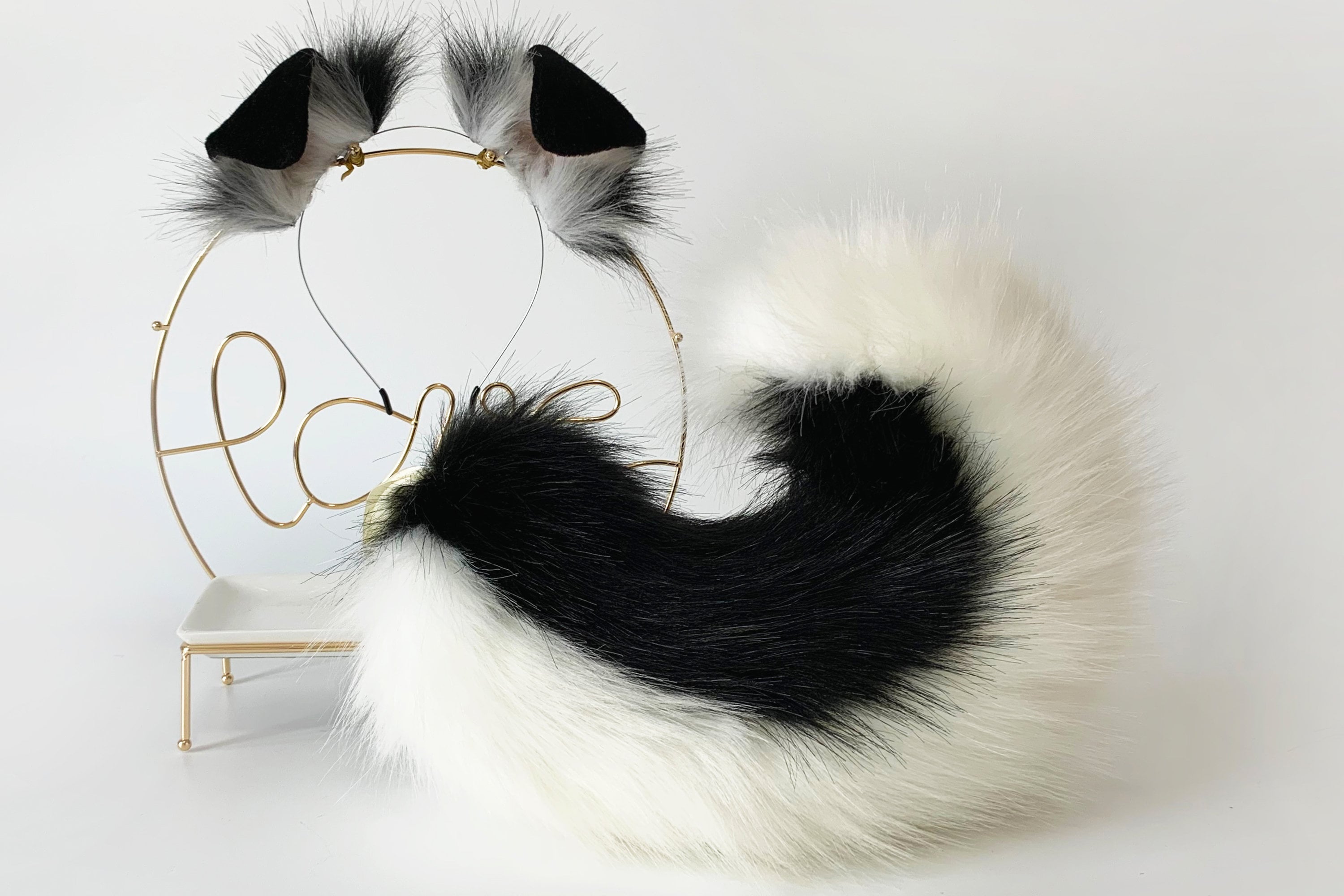 Black White Shepherd Dog Tail and Ear Set Dog Ear and Tail Set | Etsy