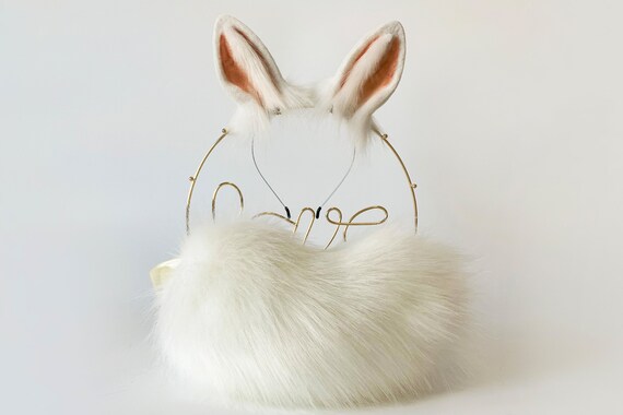 Realistic Bunny Ear and Tail Set White Bunny Ear Cosplay - Etsy
