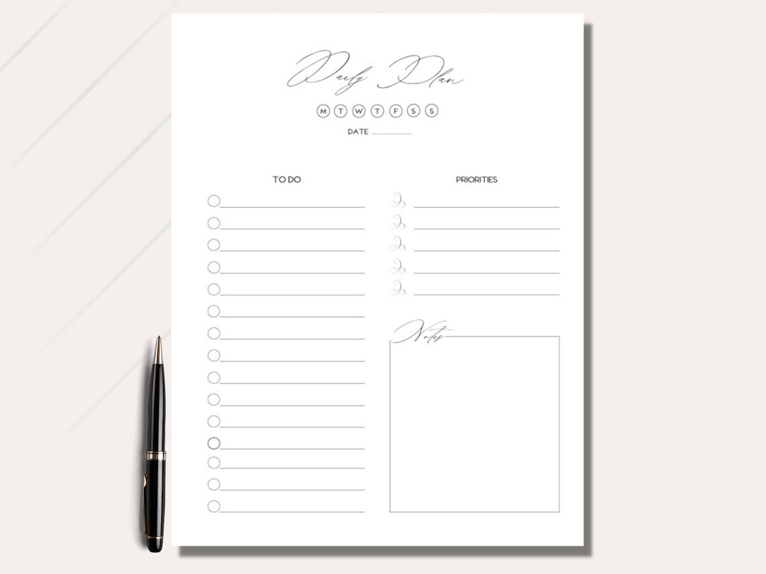 Daily Planning Page | Simple & Elegant Daily Planning Page DIGITAL ...