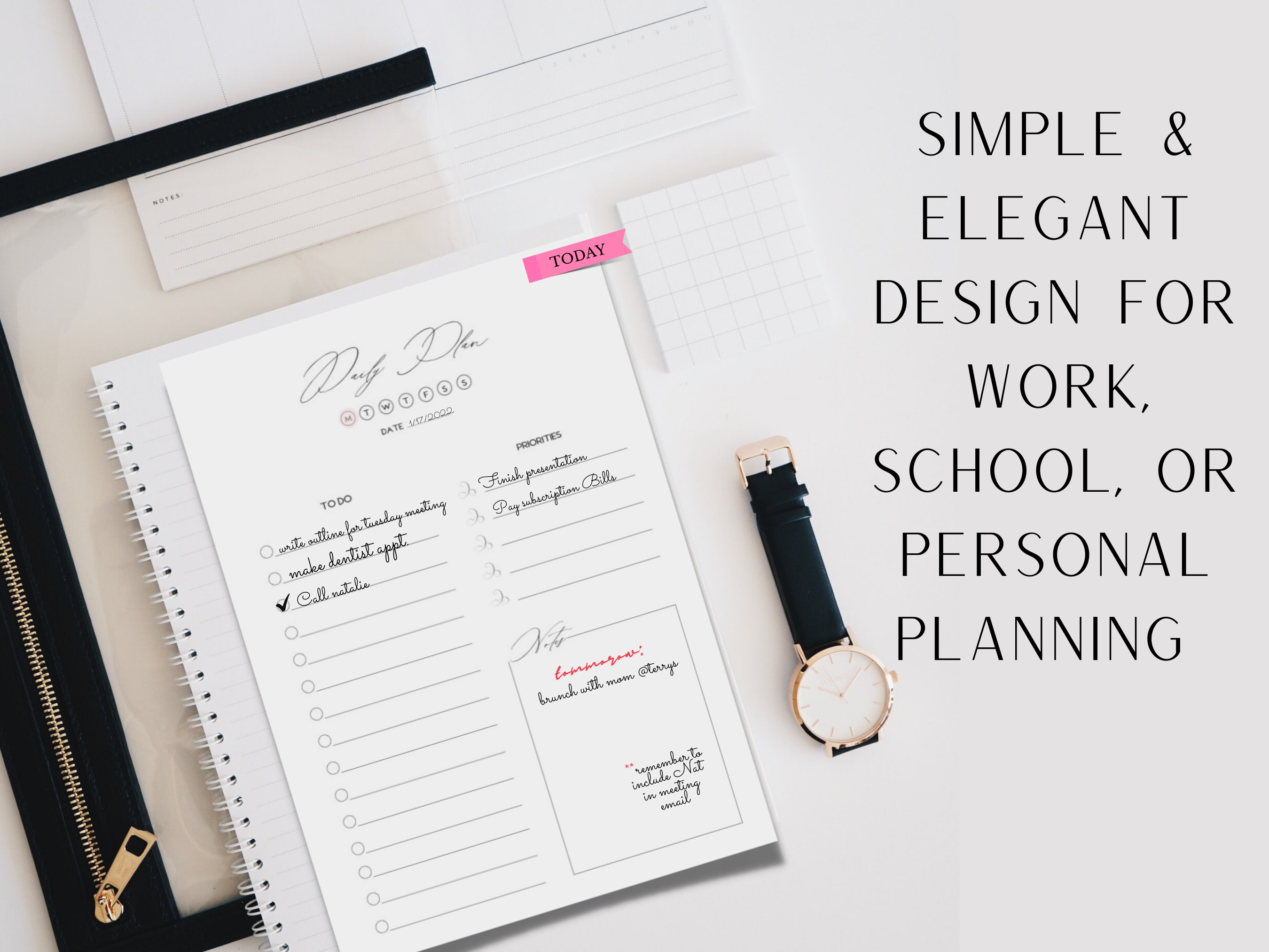 Daily Planning Page | Simple & Elegant Daily Planning Page DIGITAL ...