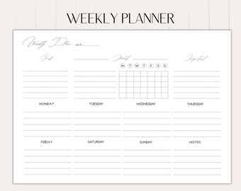 Editable Modern Weekly Planner Printable Minimal Weekly - Etsy