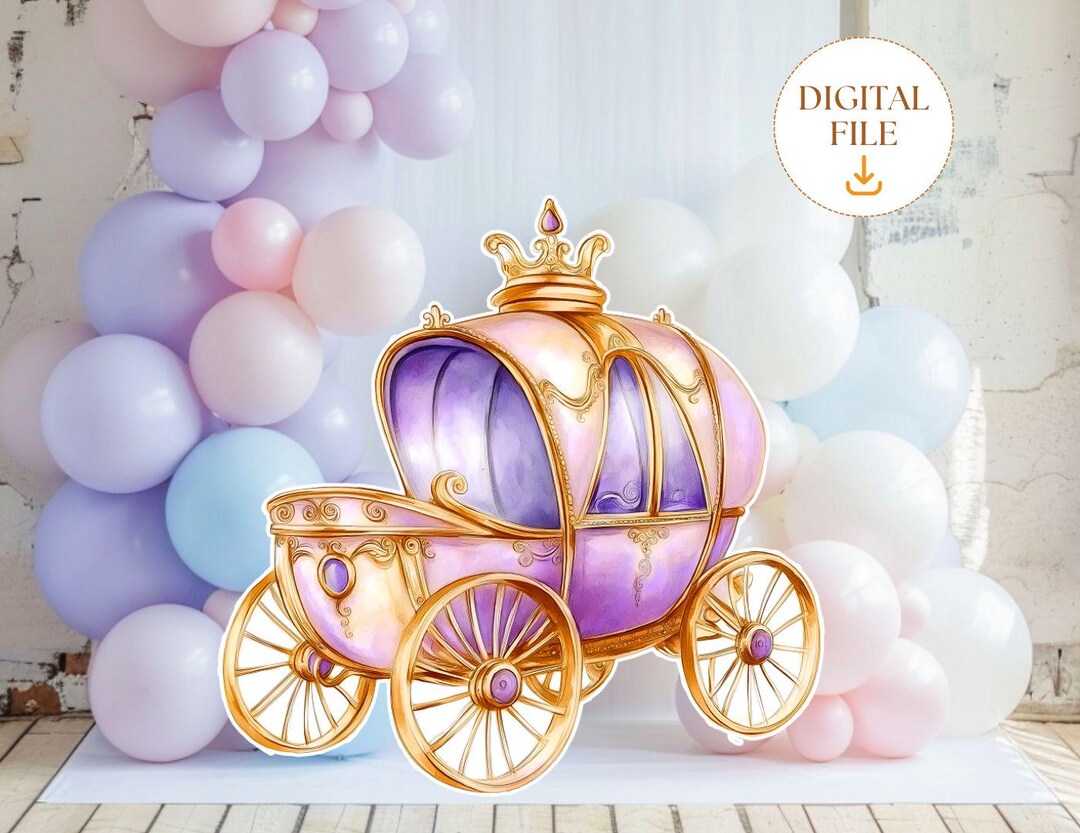 Carriage Big Decor, Large Princess Carriage Cutout, Princess Birthday ...