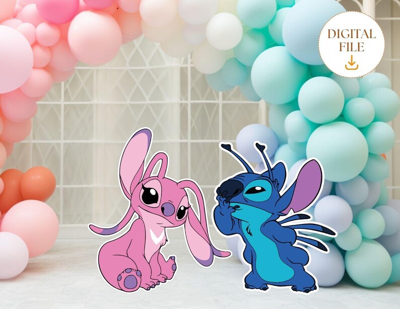 Stitch and Angel Cutout, Lilo and Stitch Big Decor, Party Decoration ...
