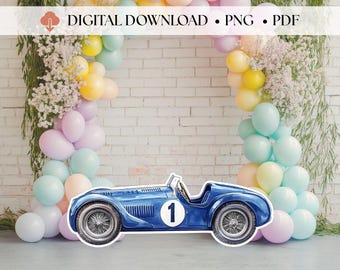 Race Car Big Cutout Decor, Fast One Racing Birthday Party, Vintage Race ...