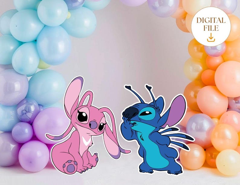 Stitch and Angel Cutout, Lilo and Stitch Big Decor, Stitch Party Theme ...