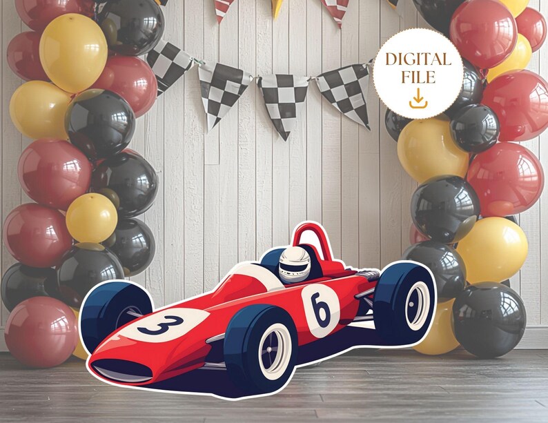 Race Car Cutout, Racing Theme Birthday Decor, Blue Car Party Prop, Race ...